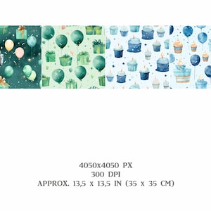 20 Happy Birthday Digital Paper Bundle Pack, Festive Seamless Pattern ...