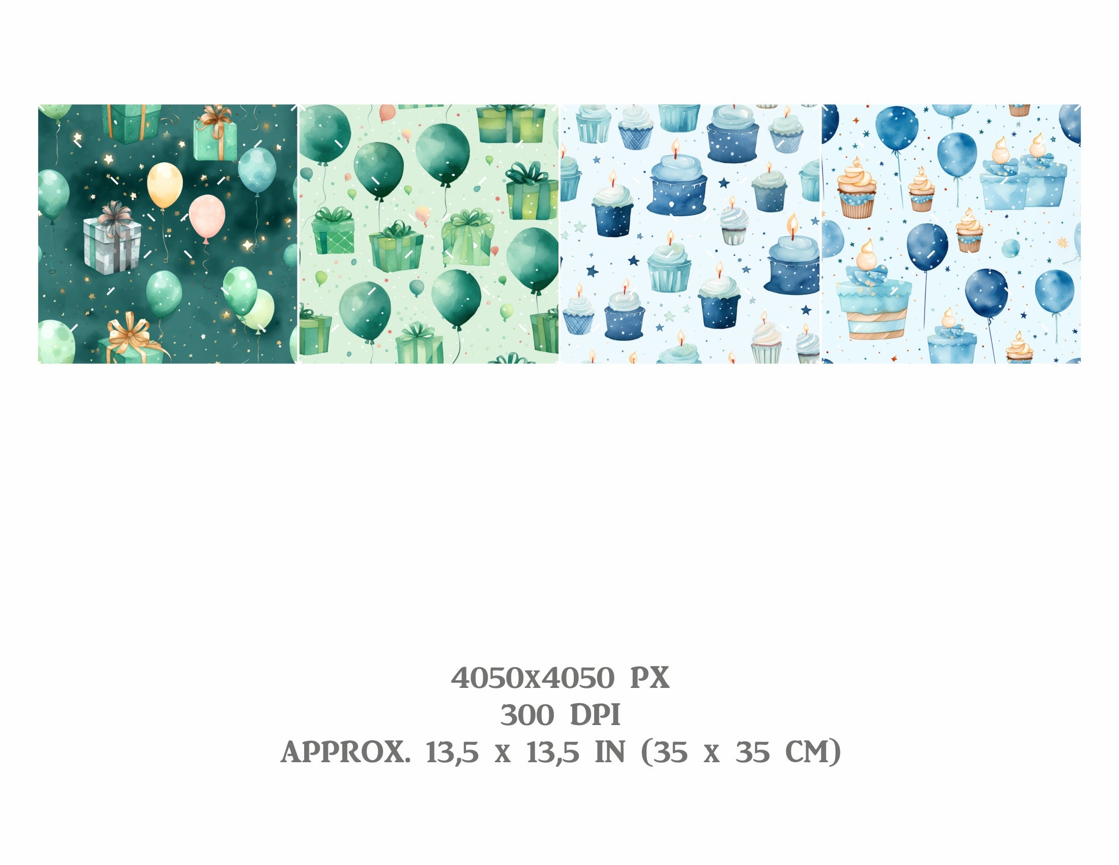 20 Happy Birthday Digital Paper Bundle Pack, Festive Seamless Pattern ...