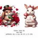 25 Watercolor Valentine Bunnies Pack, February 14th Cute Rabbits Clip ...