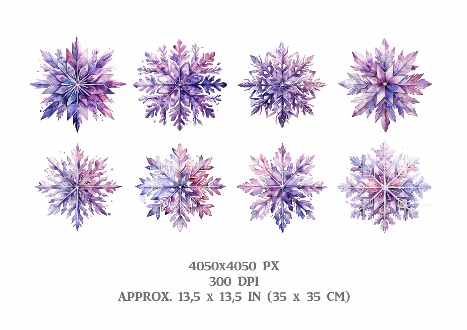 25 Purple Snowflakes Collection Winter Clipart, Christmas Watercolor ...