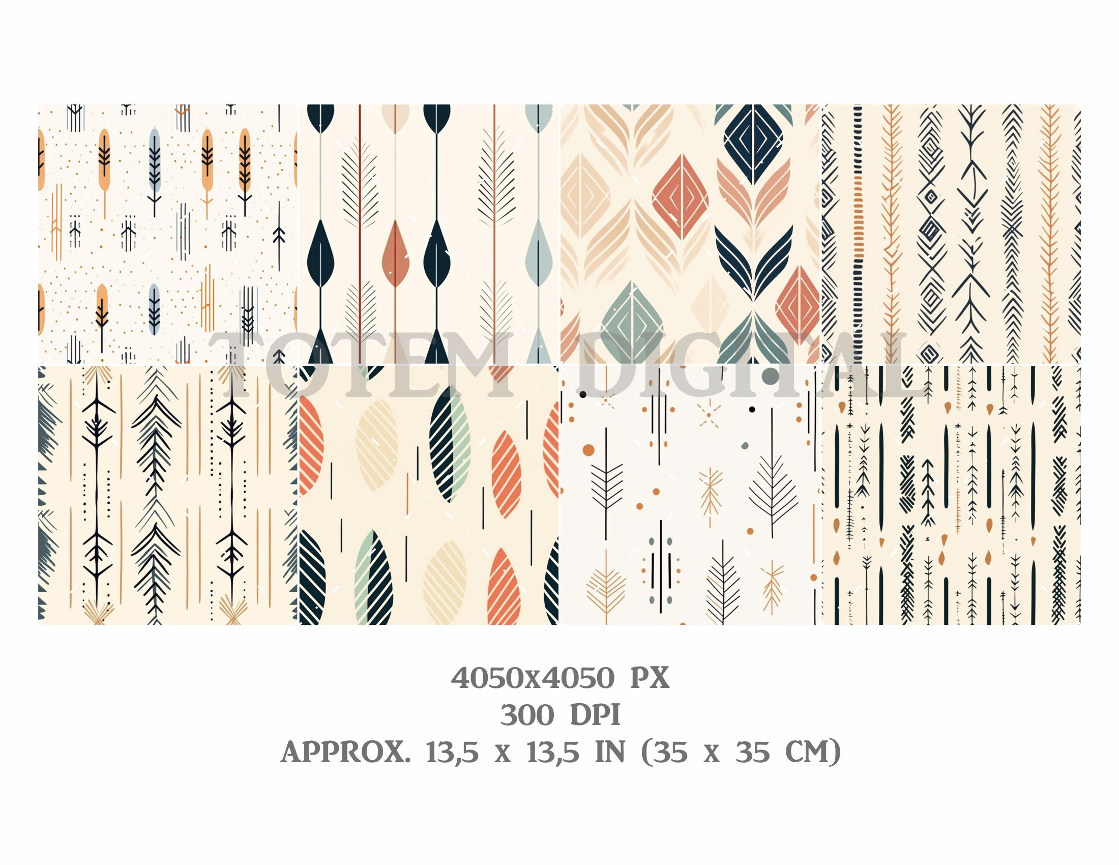 20 Boho Minimalism Digital Paper Pack, Boho Lines Seamless Pattern ...