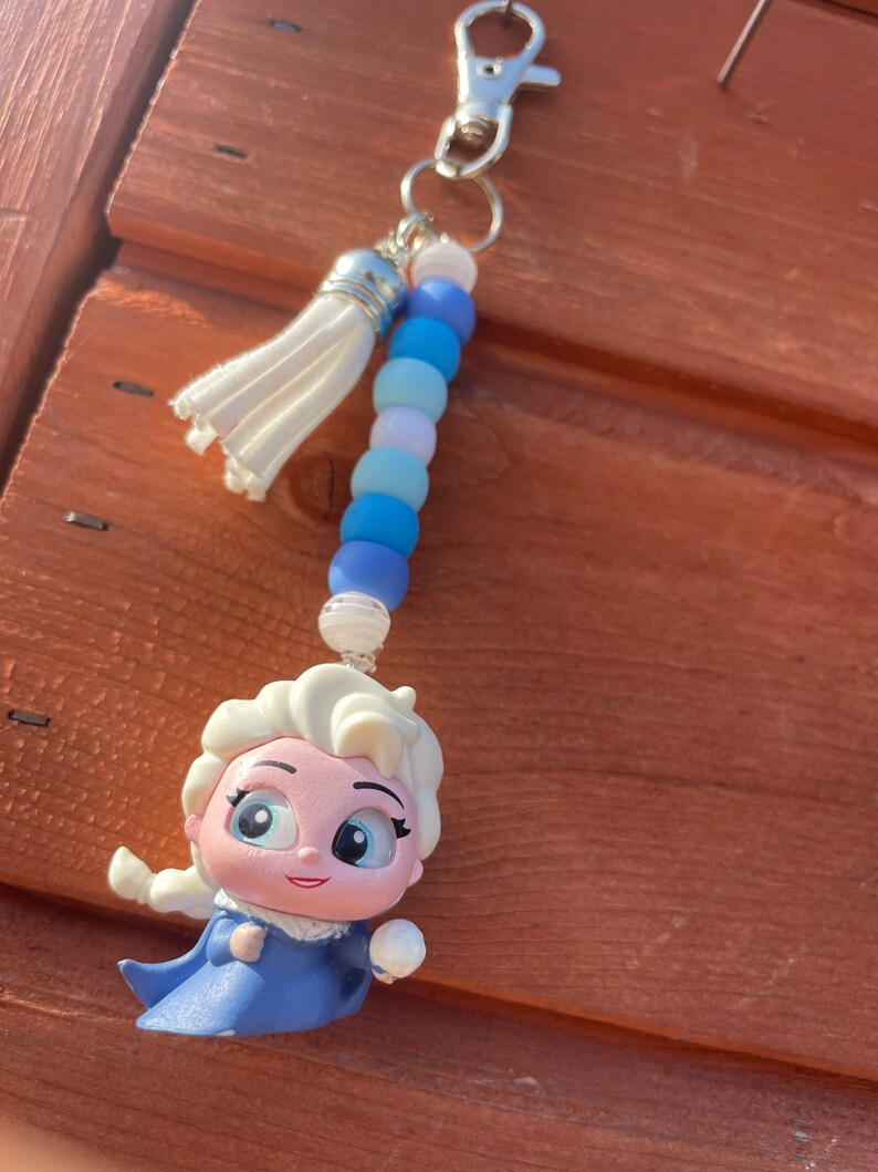 Snow Princess Doorable Elsa Keychain, Back Pack Charm, Key Ring, Beaded ...