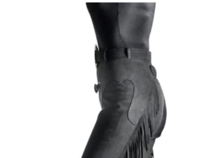 Handmade Cowgirl Chap Buck Skin Suede Black Leather Pant Rodeo Chap ...