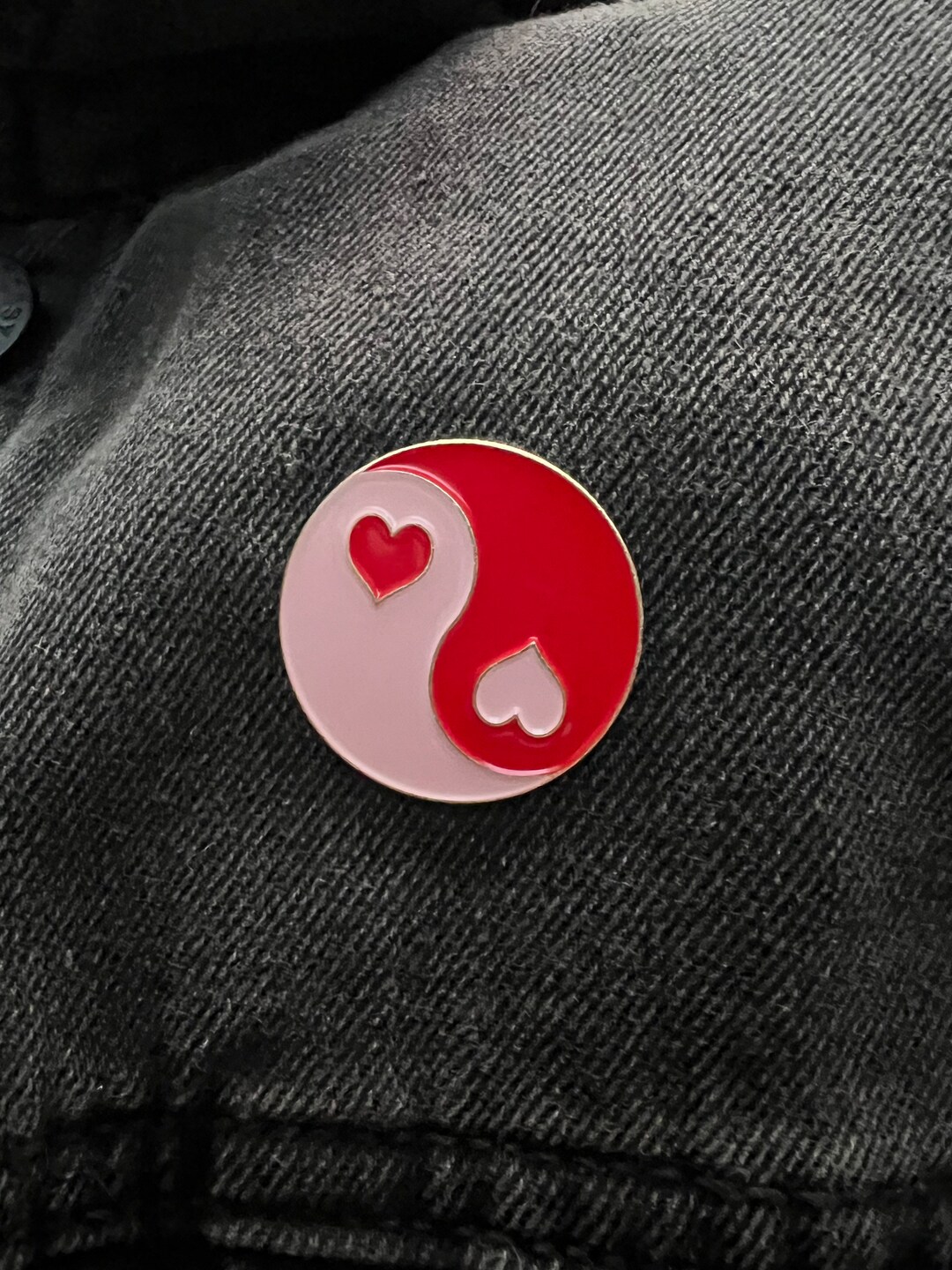 90s Aesthetic Yin-yang Pin Badge Red & Pink Barbie Core - Etsy