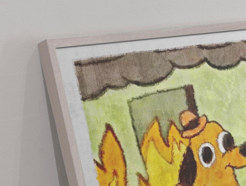 This is Fine Fire Dog Meme Oil Painting, I'm Fine, Everything is Fine ...
