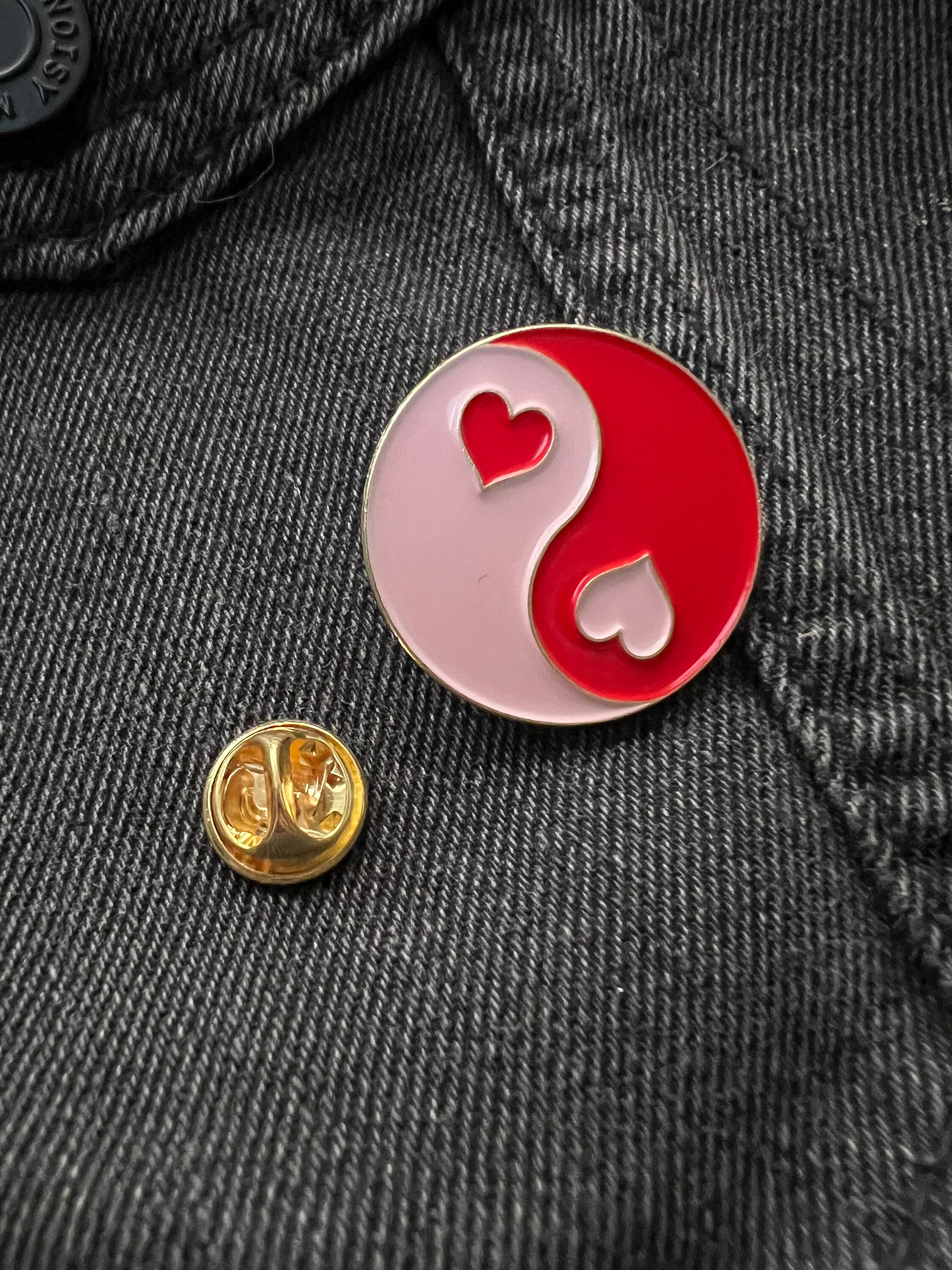 90s Aesthetic Yin-yang Pin Badge Red & Pink Barbie Core - Etsy