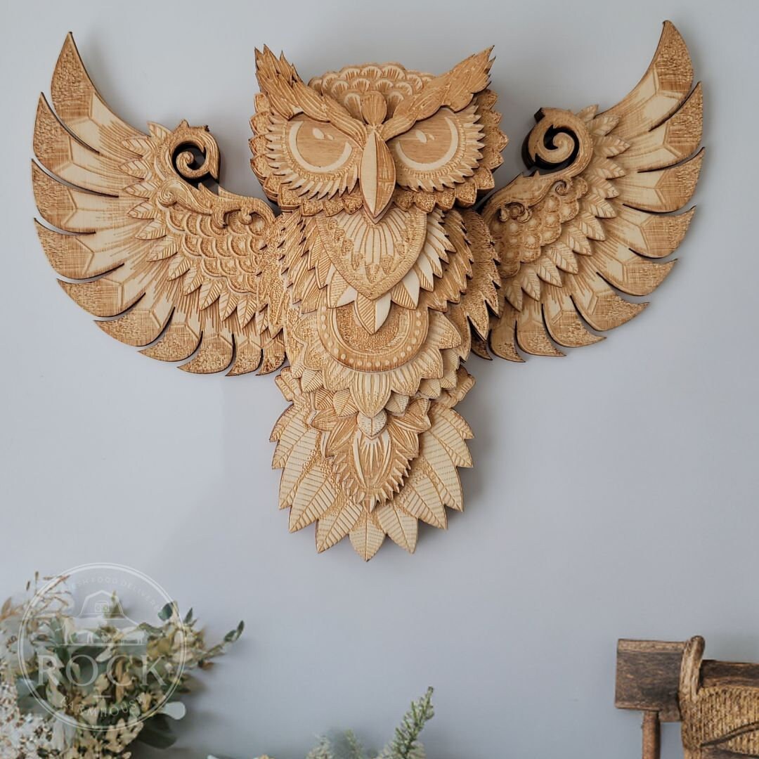 Charming Boho Owl: Unique 3D Multi-layered Wooden Decorative Art ...
