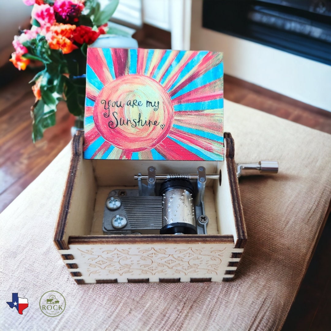 Hand Crank Musical Box: 'you Are My Sunshine' Melody in a Vintage ...