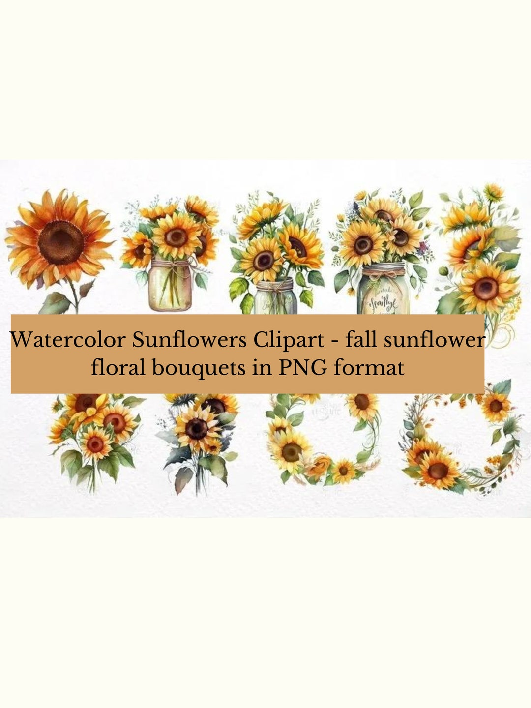 Watercolor Sunflowers Clipart - Fall Sunflower Floral Bouquets in PNG ...