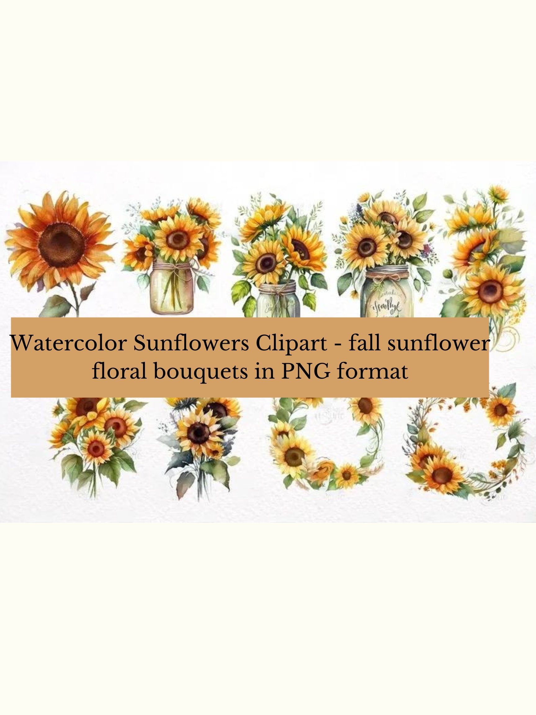 Watercolor Sunflowers Clipart - Fall Sunflower Floral Bouquets in PNG ...