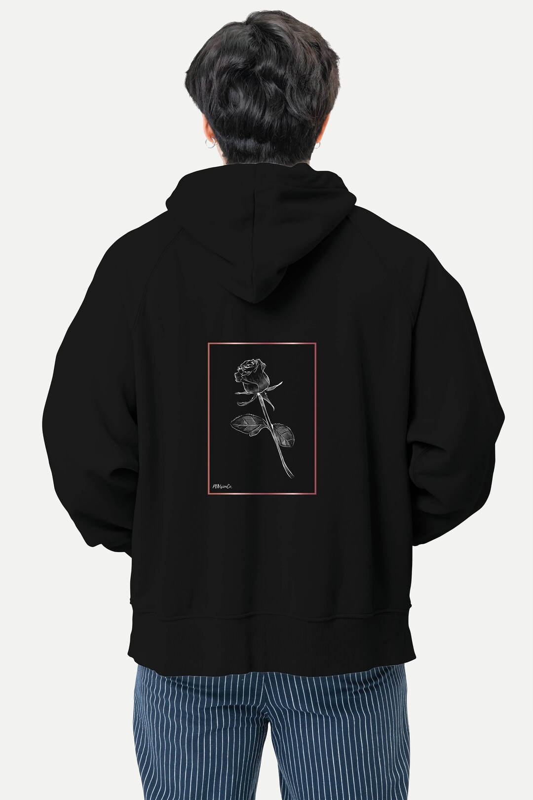 Rose Gold Black Hoodie, Floral Hoodie, Rose Hoodie, Unisex Hoodie ...