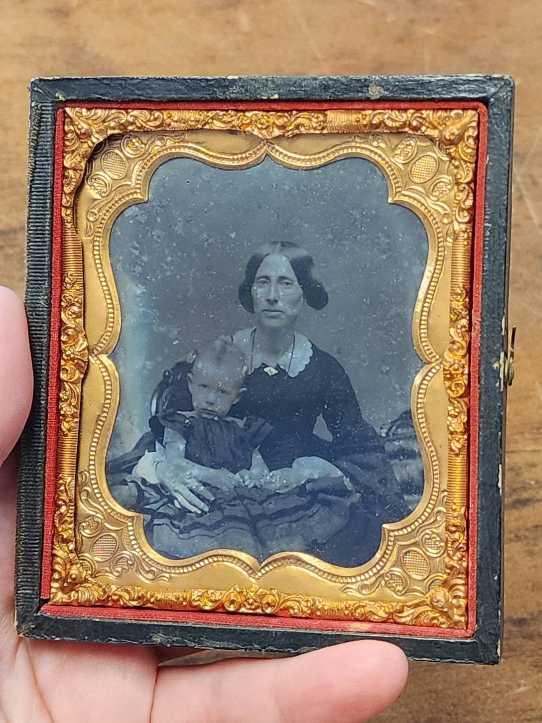 6th Plate Ruby Ambrotype of Mother and Child - Etsy New Zealand