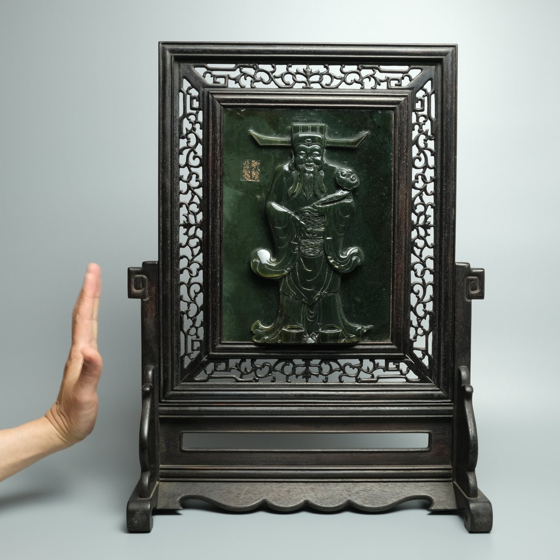 Chinese Jade Screen, Green Jade Carving - Etsy