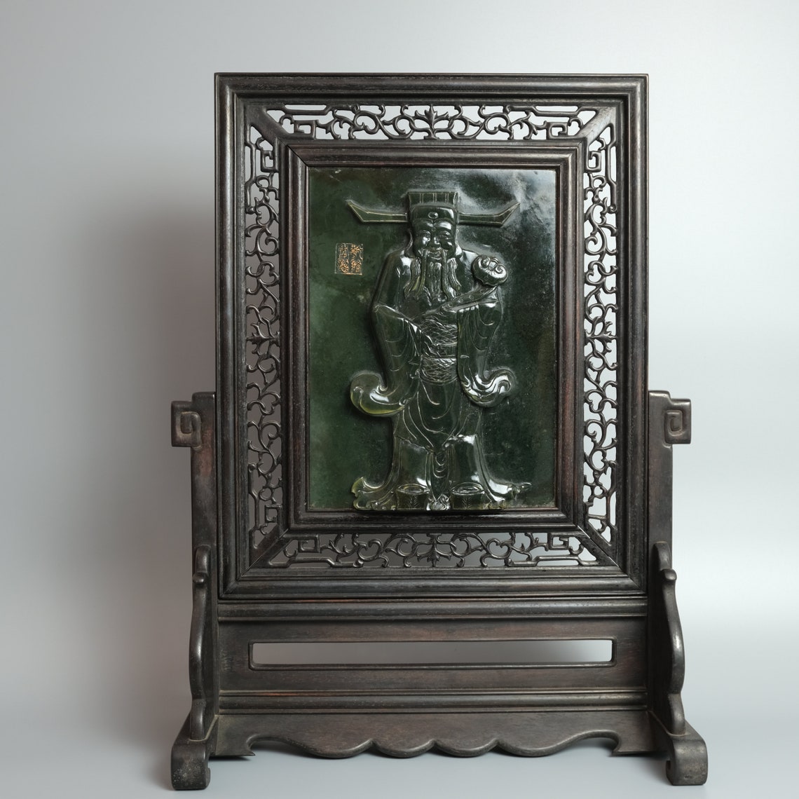 Chinese Jade Screen, Green Jade Carving - Etsy