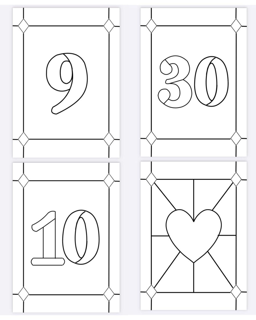DIY Faux Stained Glass Table Number Template 4inx6in #1-30 - Etsy