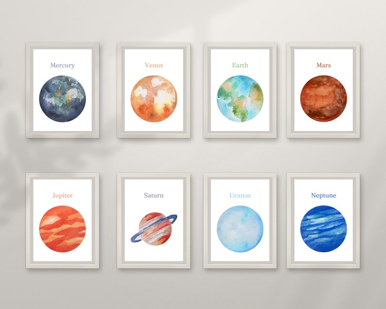 Solar System Planets Printable Wall Art Set of 8 Aesthetic - Etsy