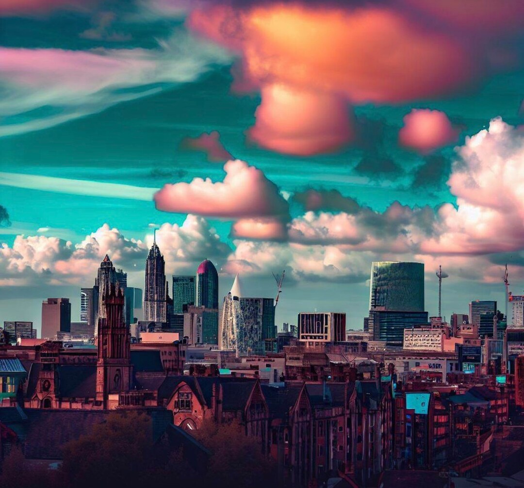 Manchester Colourful Skyline - Etsy