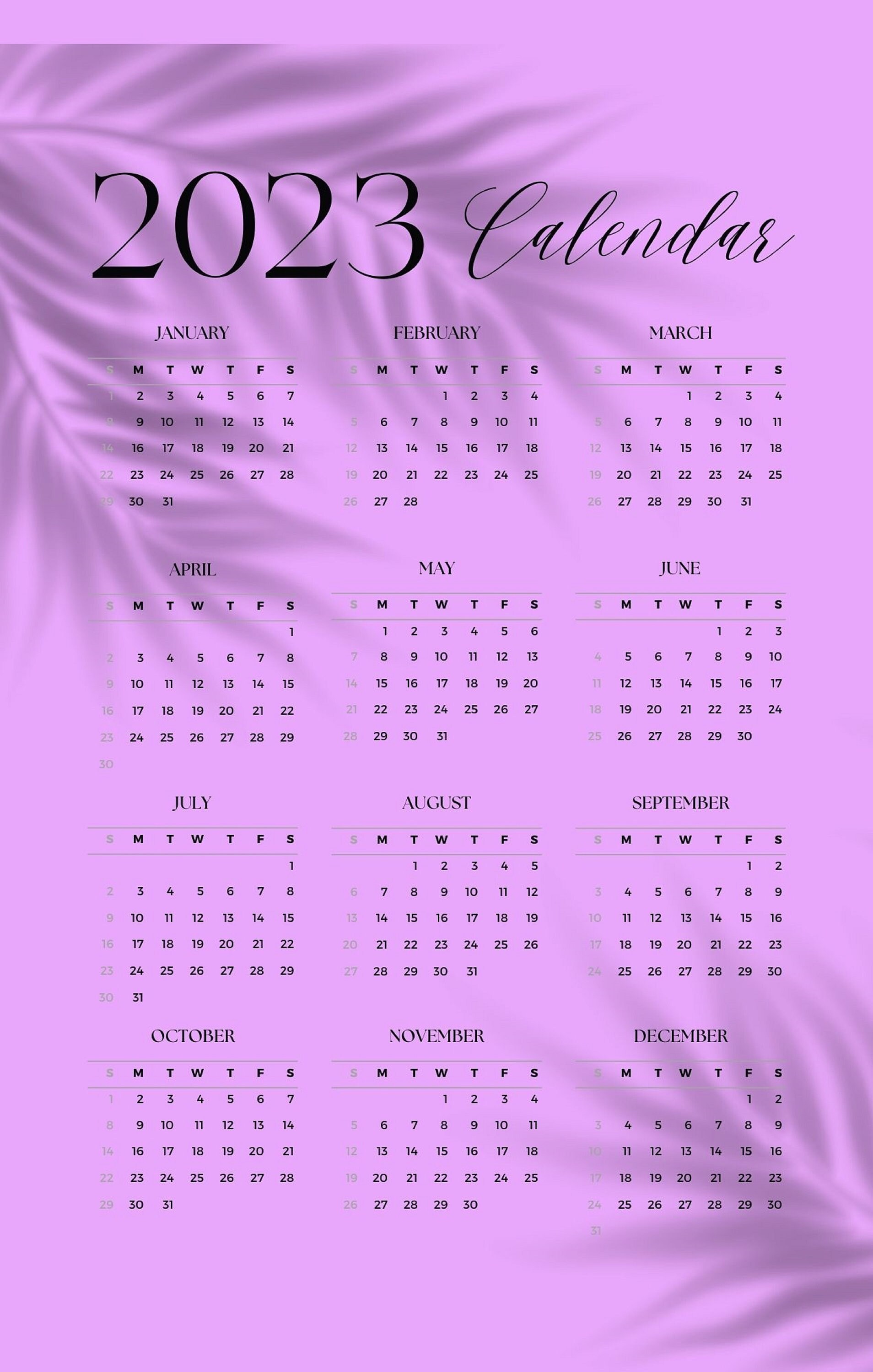 Printable 2023 Calendar A4 Sizes - Etsy Australia