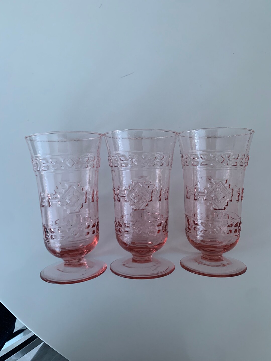 Vintage Pink Aztec Southwestern Style Tall Iced Tea Glasses. Vintage ...