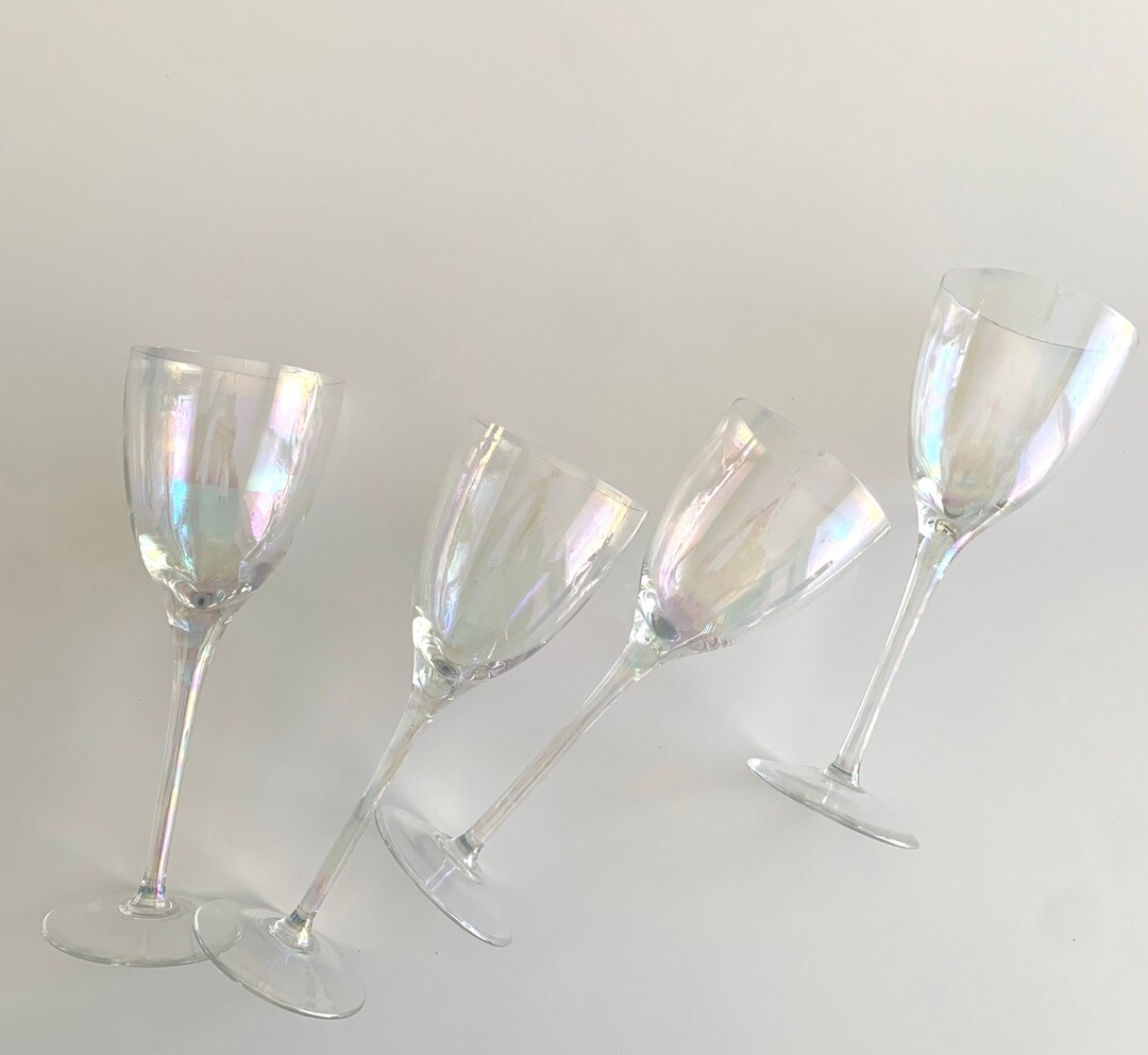 Set of 4 Vintage MCM Iridescent Wine Glasses. Made in Bulgaria. Very ...