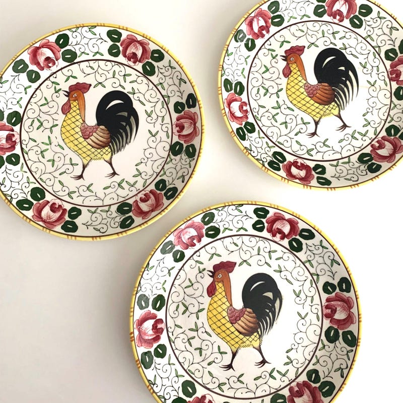 Rooster and Roses - Etsy