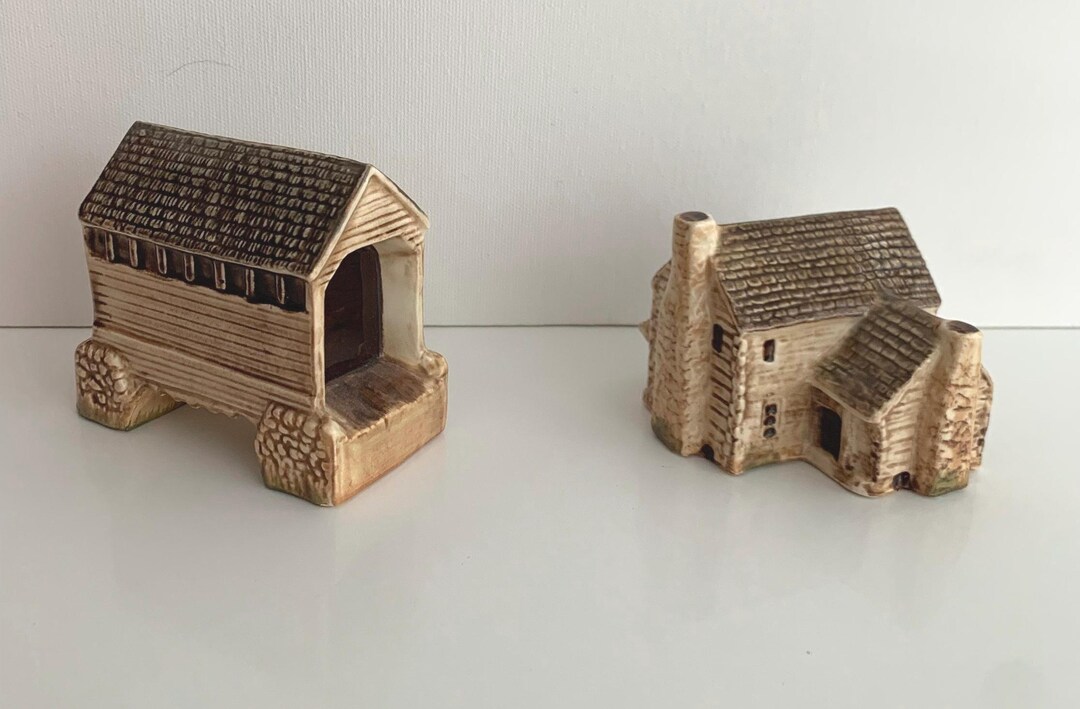 Vintage Miniature Country Cottage Ceramic Porcelain House and Covered ...