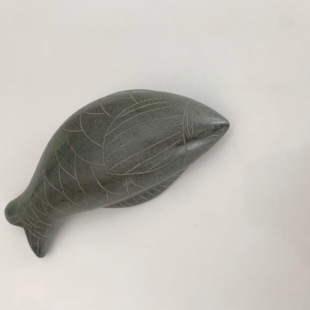 Vintage Stone / Marble Carved & Etched Fish Sculpture Figurine - Etsy