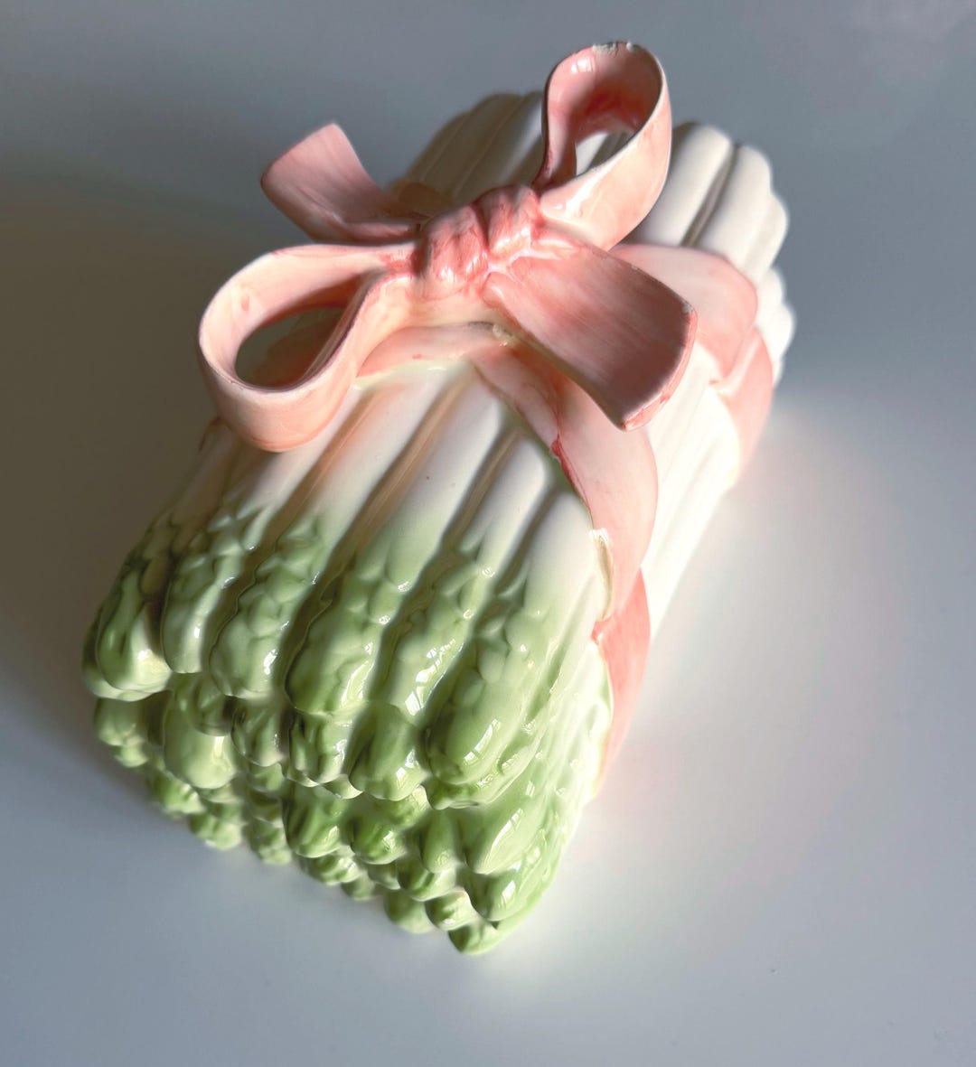 Vintage Porcelain Ceramic Asparagus Serving Dish /casserole With Pink ...