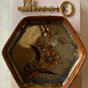 Vintage Mexican Pottery MCM Hexagon Shape Bird Plate With Beautiful ...