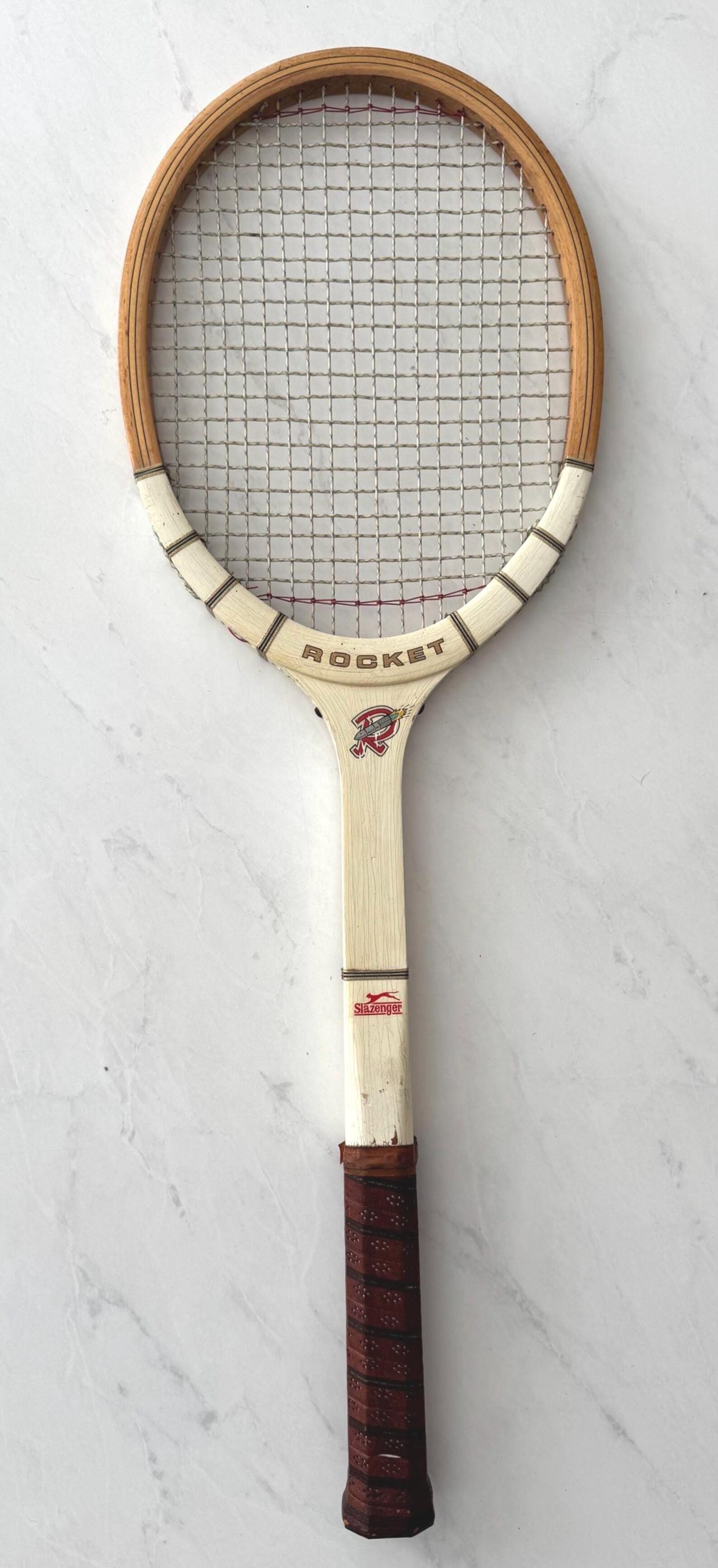 Vintage Tennis Racket Racquet Slazenger Rocket With Leather Handle ...