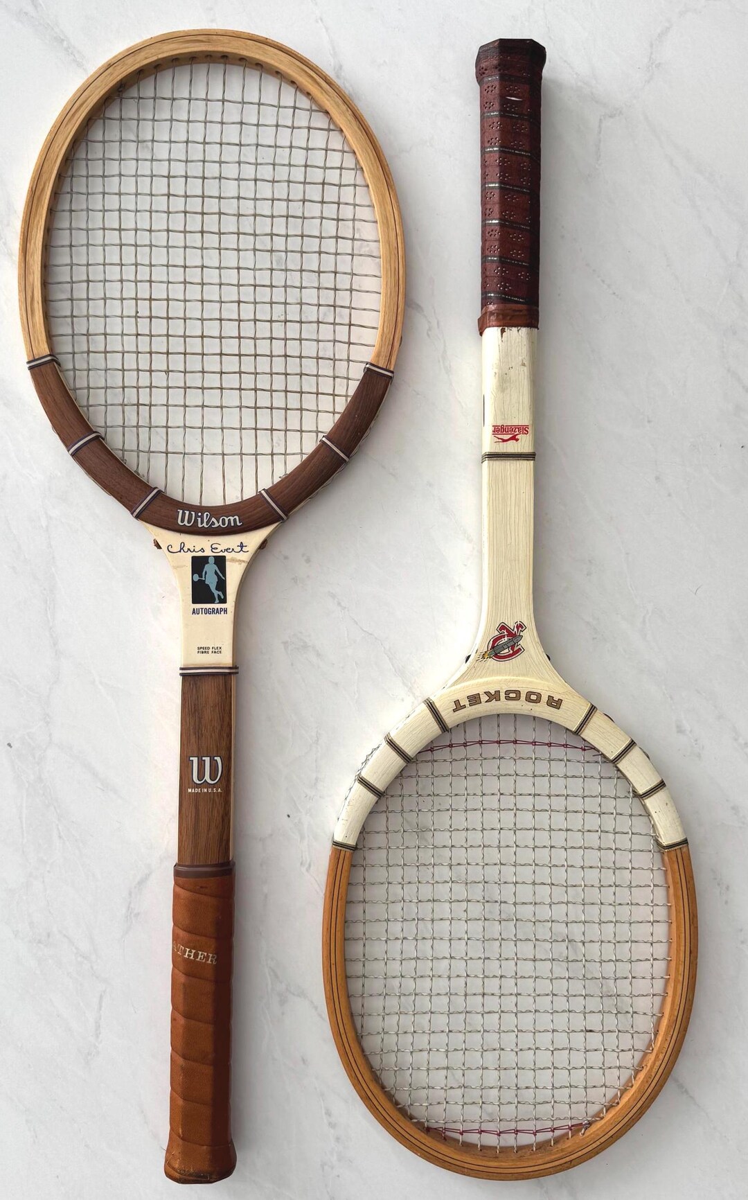 Vintage Tennis Racket Racquet Slazenger Rocket With Leather Handle ...