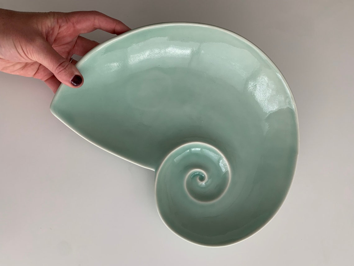 Jenggala Bali Ceramic Conch Shell Platter Plate Serving Dish - Etsy