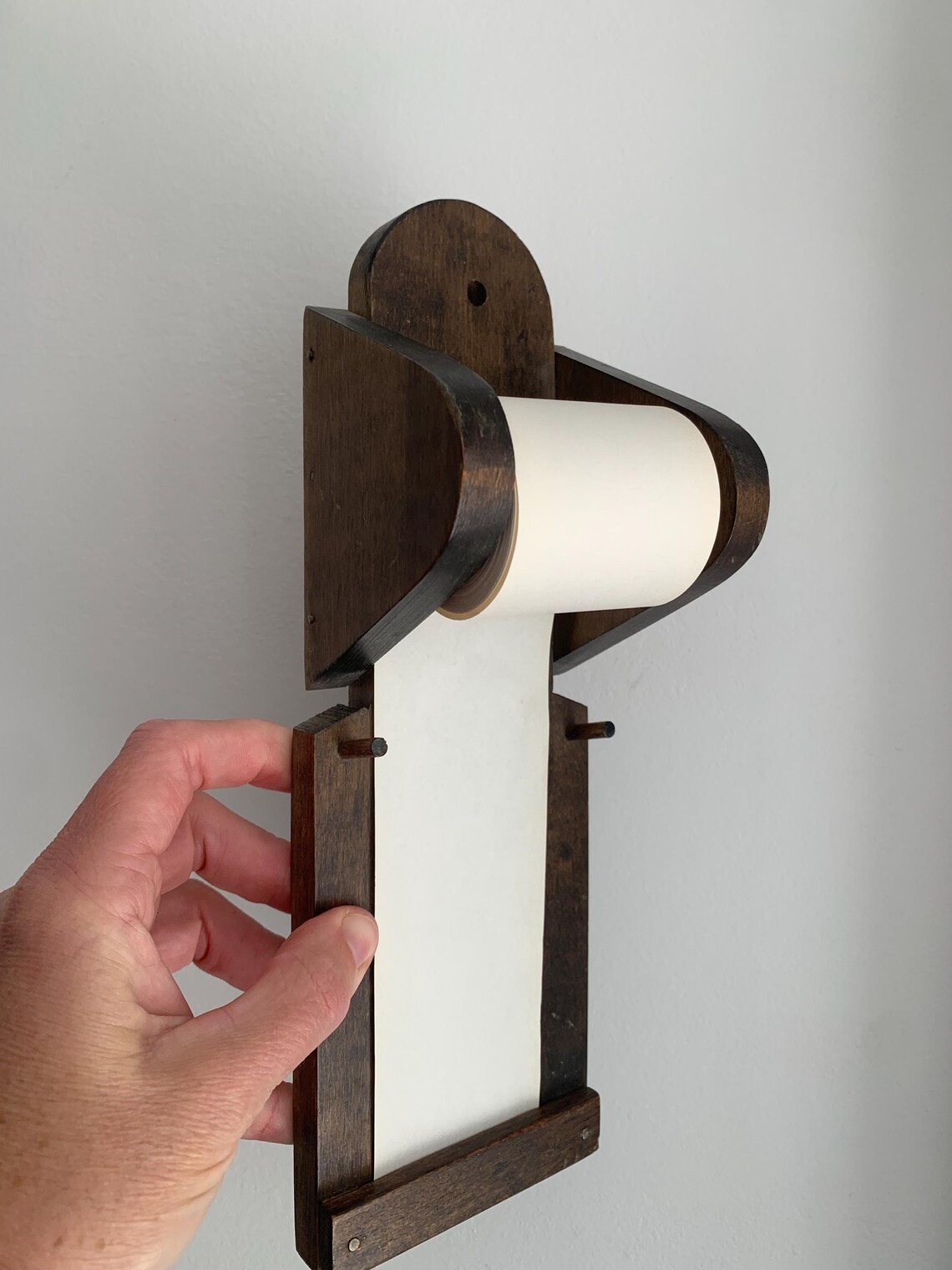 Vintage / Antique Primitive Wooden Note Pad With Paper Scroll. Would Be ...