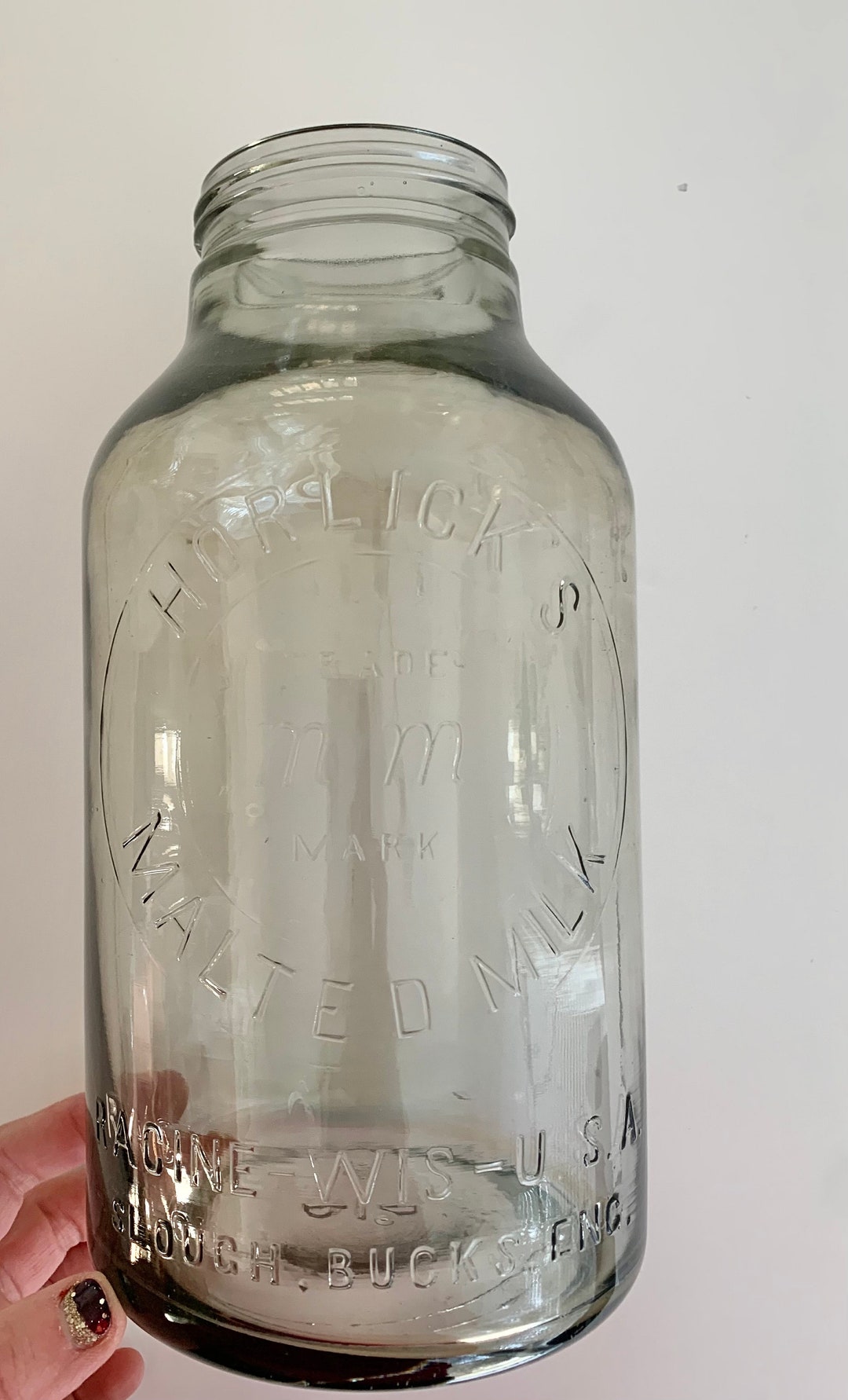 Vintage Horlick’s Malted Milk Glass Jar Canister. Very Cottage ...