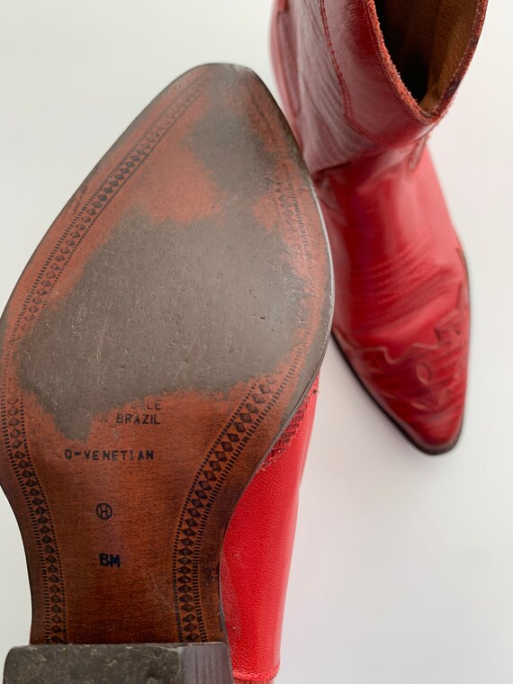 Vintage red leather snake skin cowboy boots - Gem