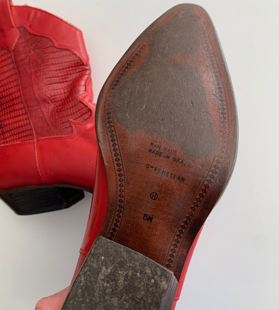 Vintage red leather snake skin cowboy boots - Gem