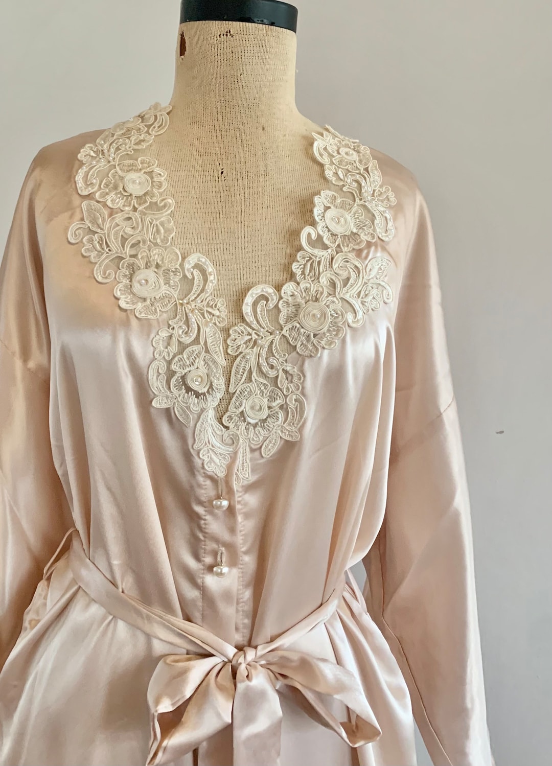 Vintage Barbie Pale Pink Robe Wrap Dress With Amazing Lace and Pearl ...