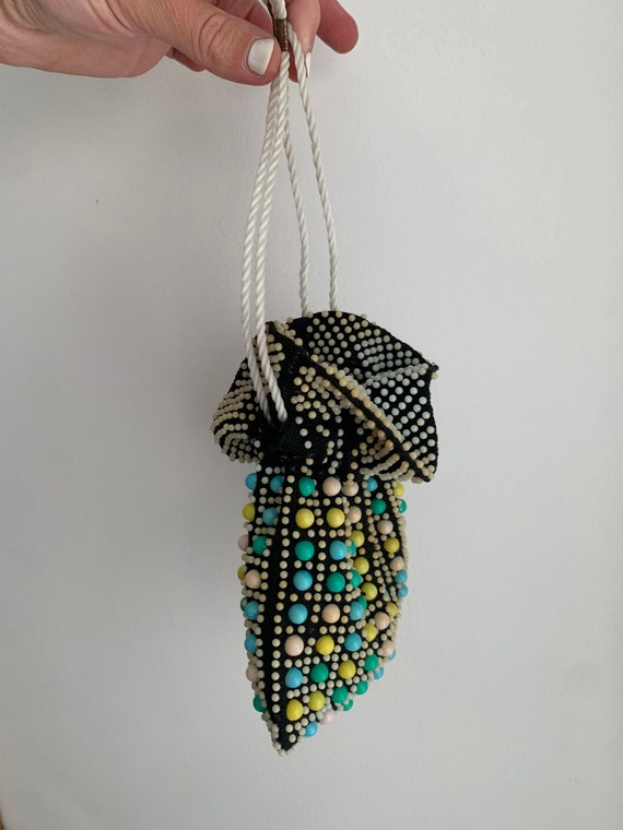 1960’s beaded drawstring cinch bag - Gem