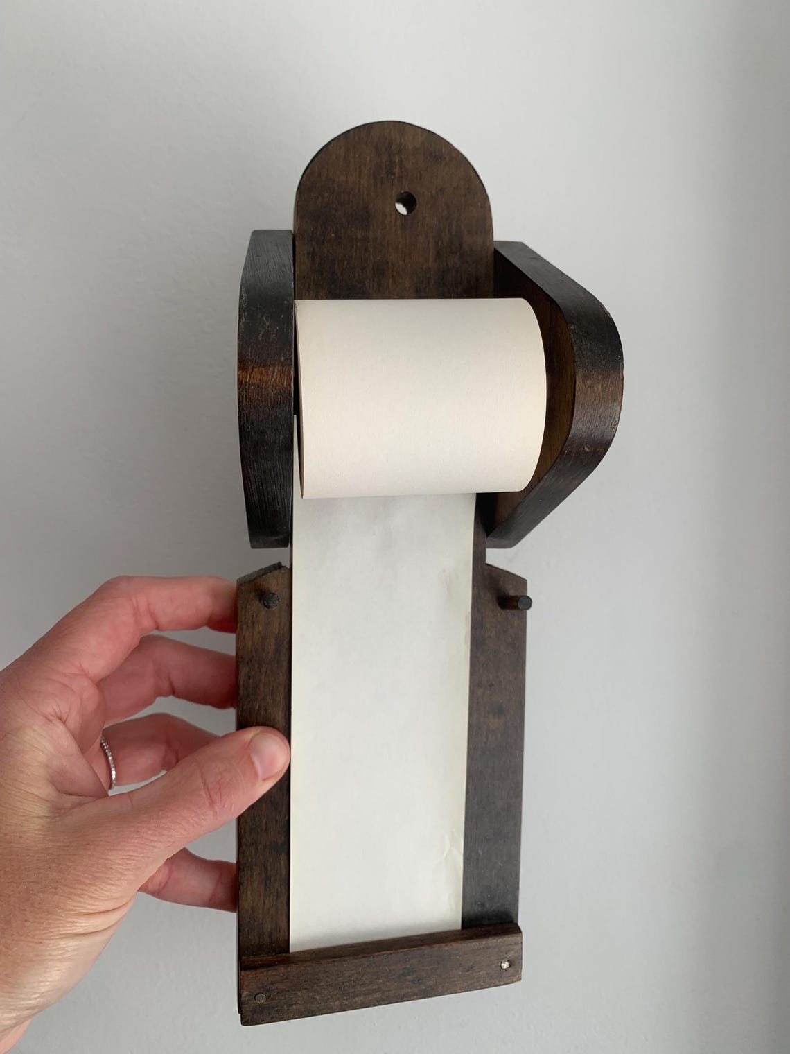 Vintage / Antique Primitive Wooden Note Pad With Paper Scroll. Would Be ...