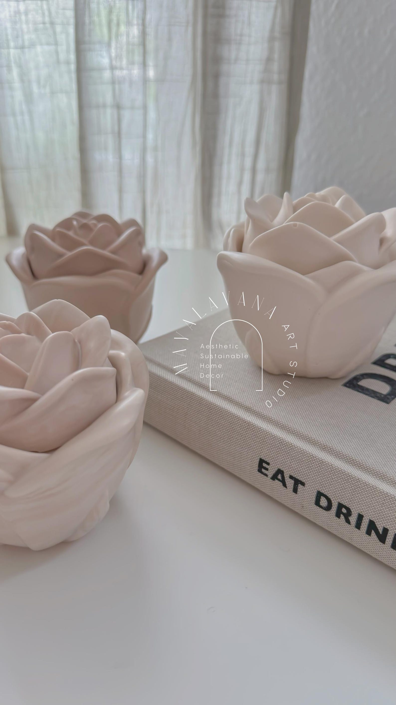 Rose Flower Container | Handcrafted Neutral Aesthetic Decor | Jewelry ...