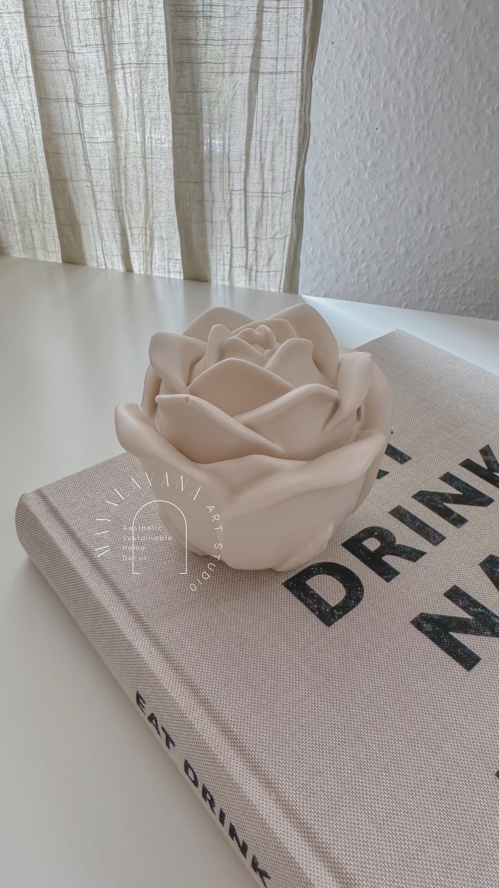 Rose Flower Container | Handcrafted Neutral Aesthetic Decor | Jewelry ...