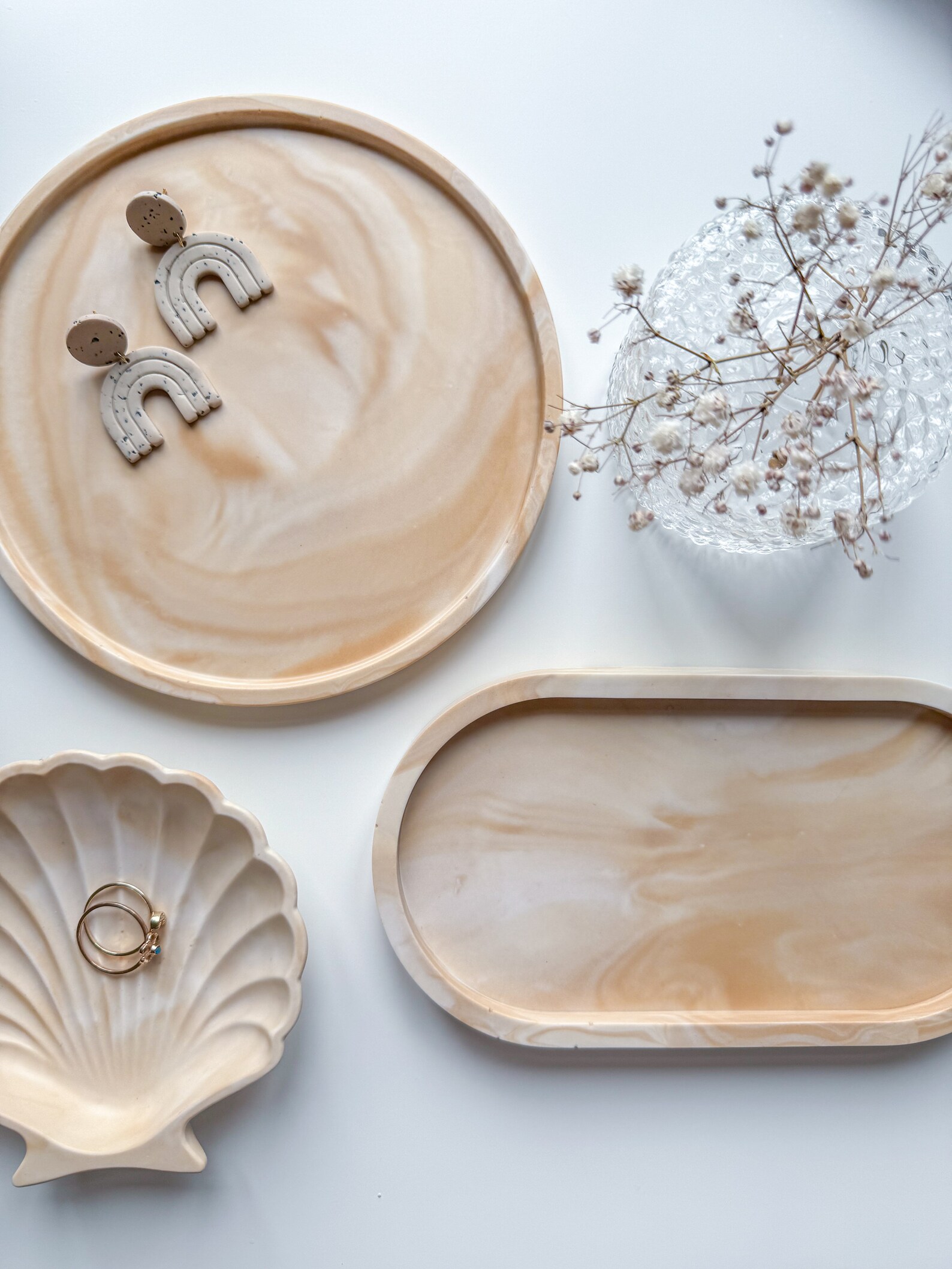 Decorative Jewelry Tray Set | Candle Dish | Jewelry Oval Tray ...