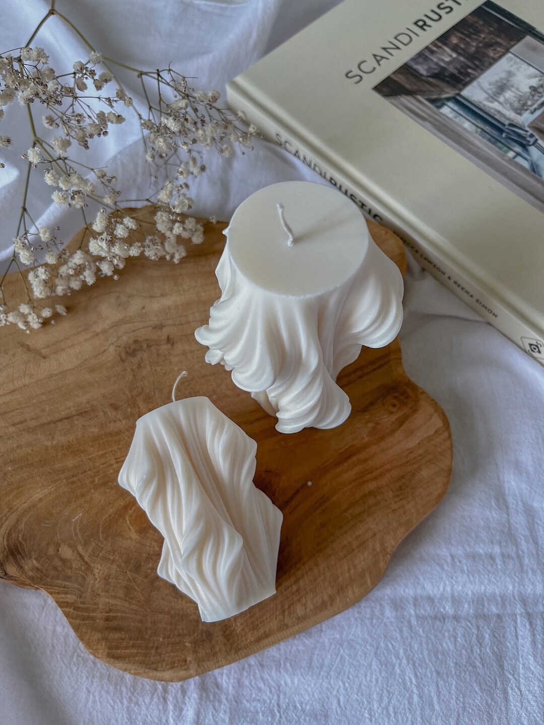 Wavy Candle Aesthetic Soy Candles Home Decor Decorative - Etsy