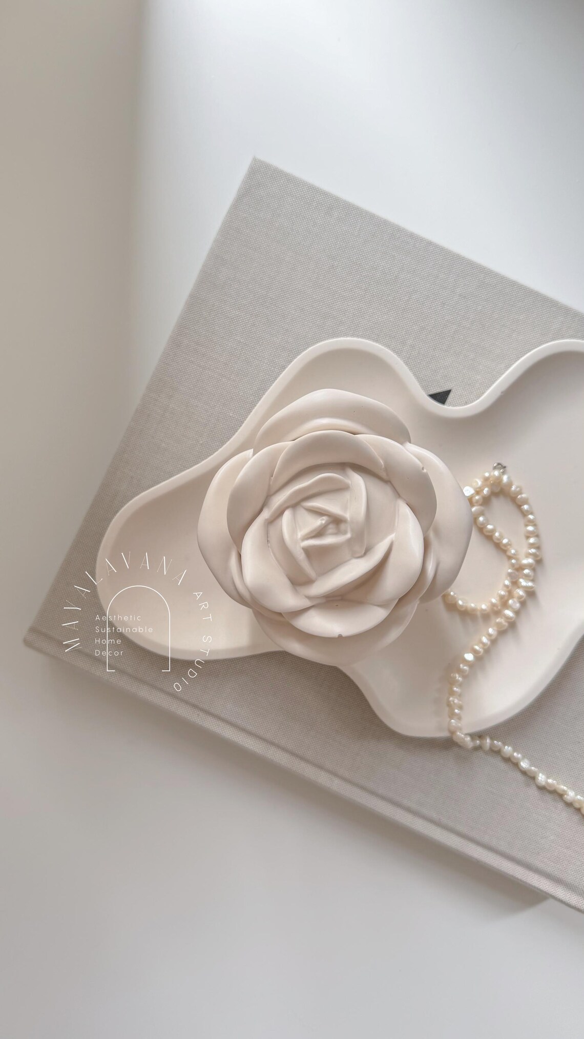 Rose Flower Container | Handcrafted Neutral Aesthetic Decor | Jewelry ...