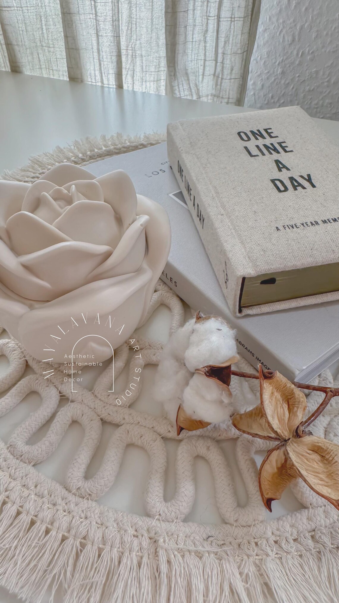 Rose Flower Container | Handcrafted Neutral Aesthetic Decor | Jewelry ...