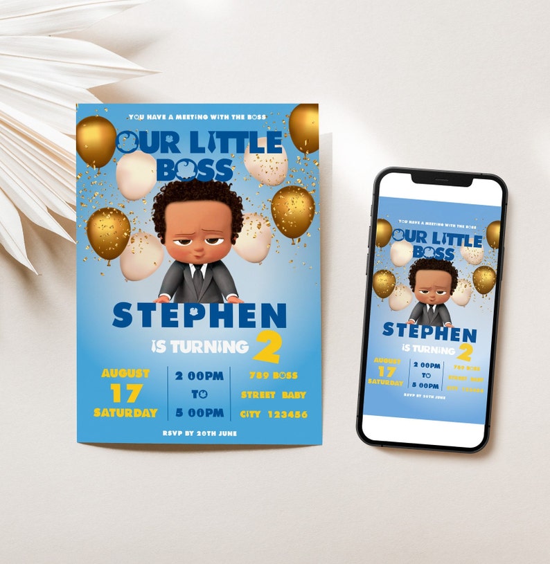 Editable Boss Baby Birthday Invitation: Mobile Evite Template - Etsy