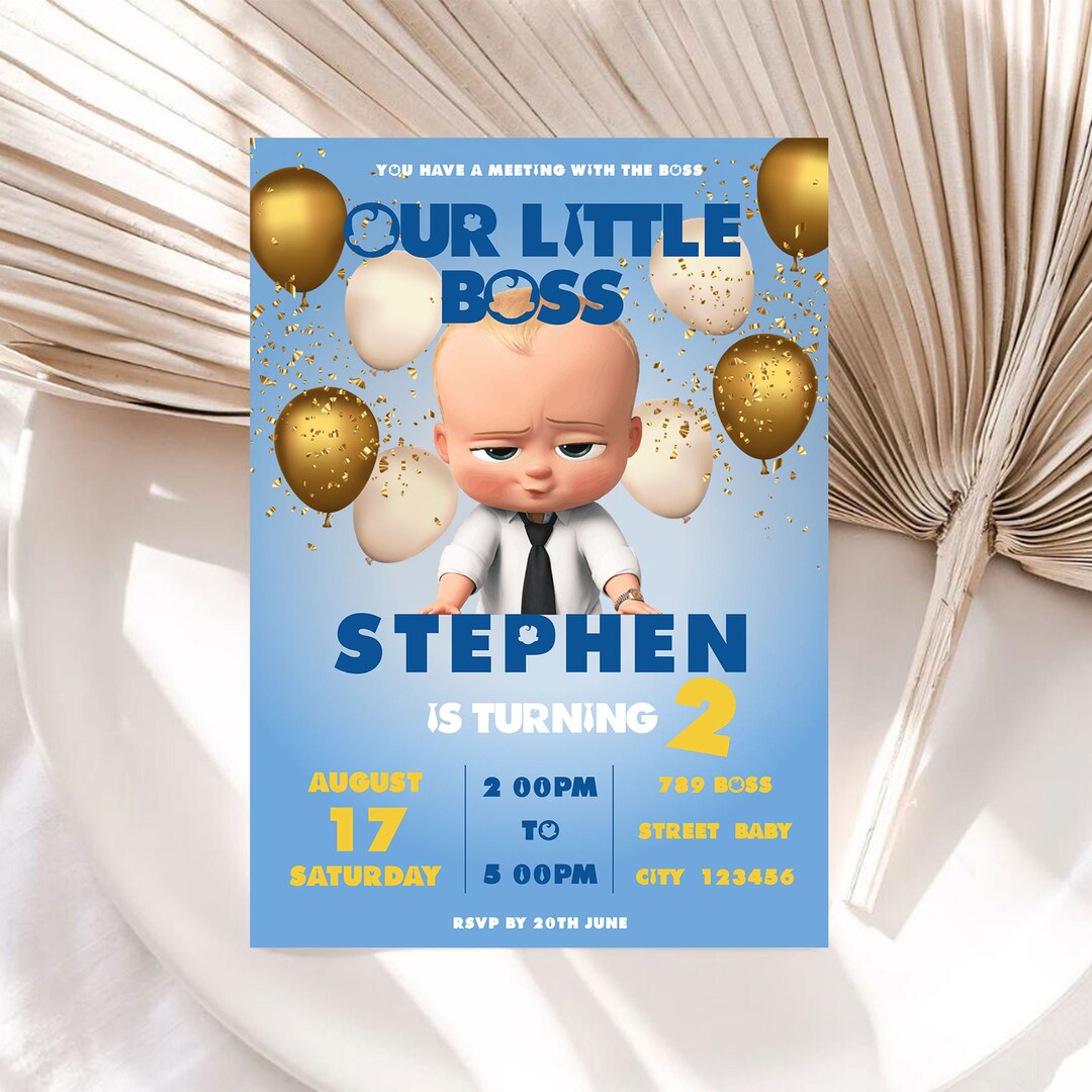 Editable Boss Baby Birthday Invitation, Baby Boss Boy Birthday ...