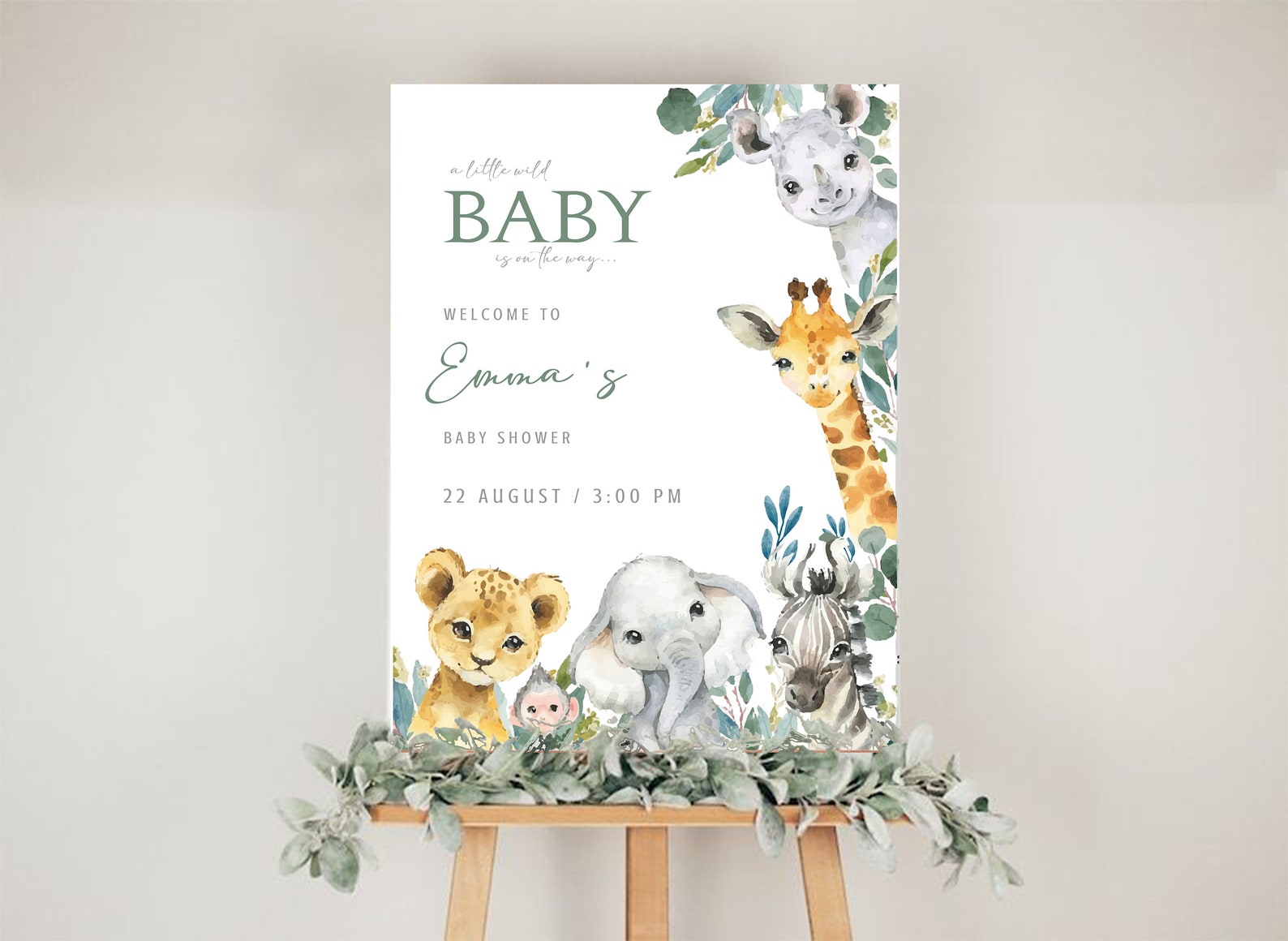 Safari Animal Baby Shower Welcome Board, Wild Wild Baby Welcome Sign ...