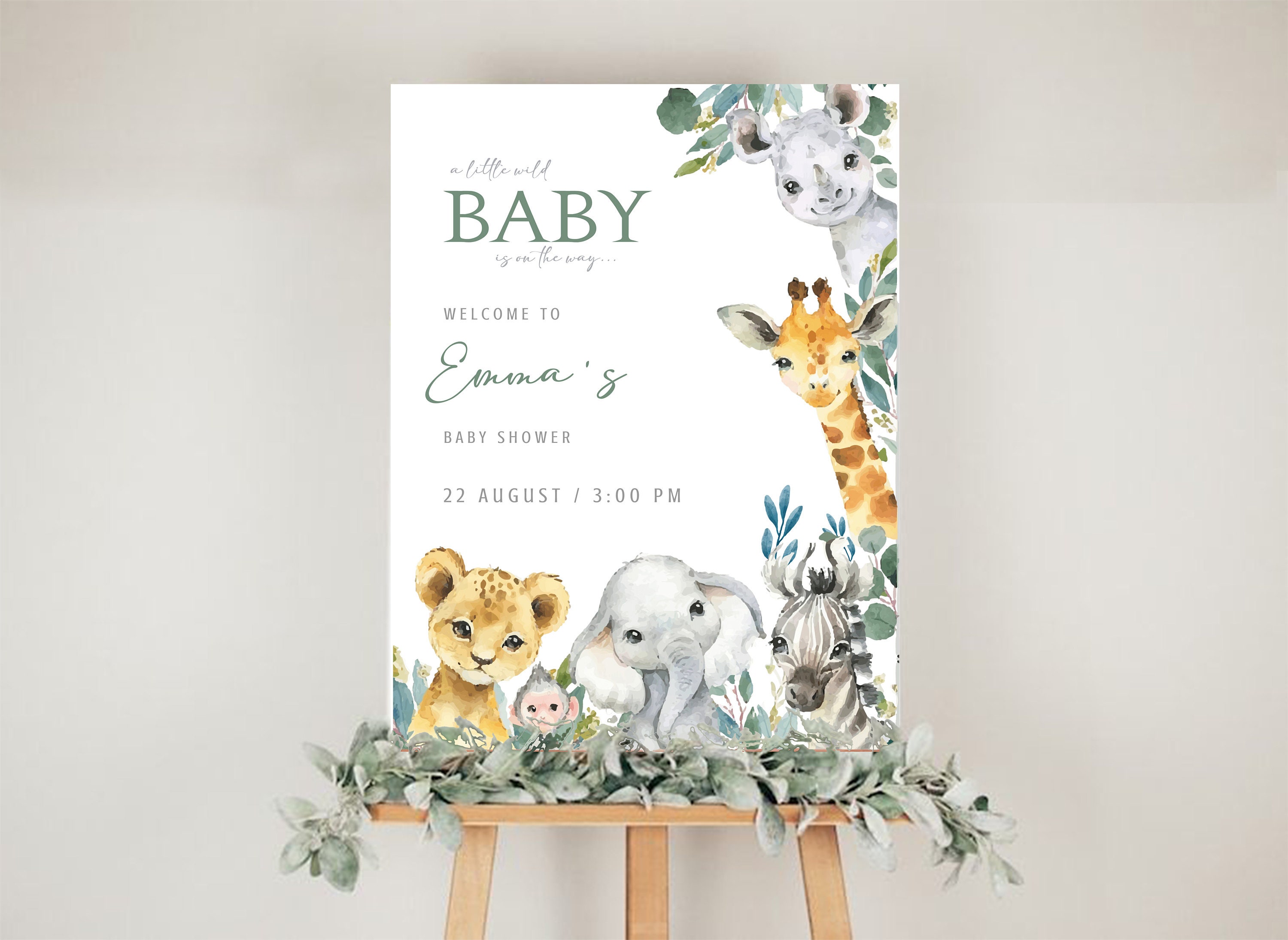 Safari Animal Baby Shower Welcome Board, Wild Wild Baby Welcome Sign ...