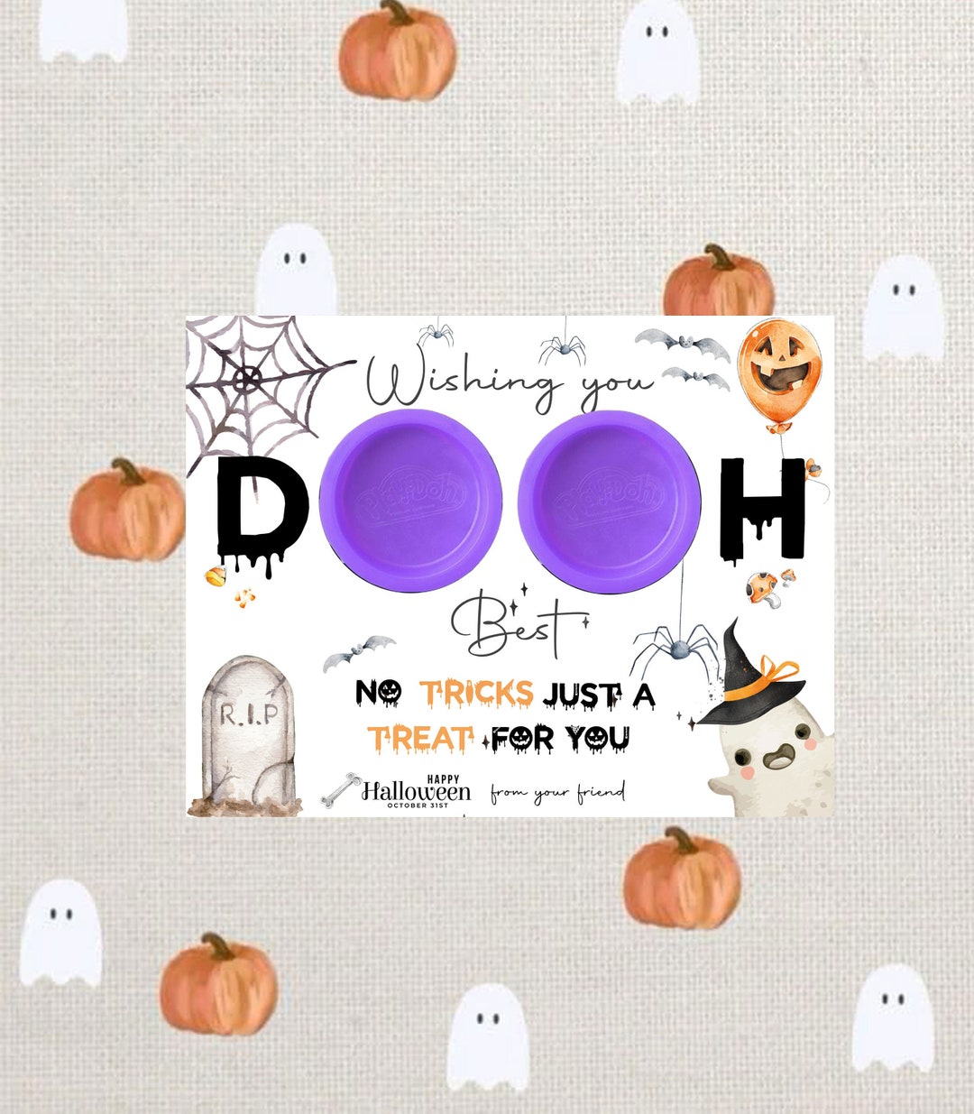 Halloween Play-doh Card,trick or Treat Halloween School,halloween Favor ...